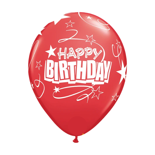 11-inch Red Birthday Loops & Stars – Balloon Van Gogh